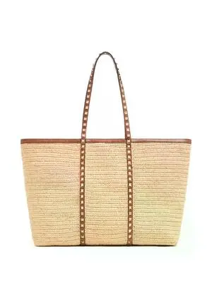 Valentino Garavani Rockstud Raffia Tote Bag