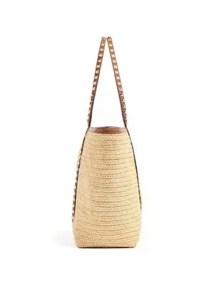 Valentino Garavani Rockstud Raffia Tote Bag
