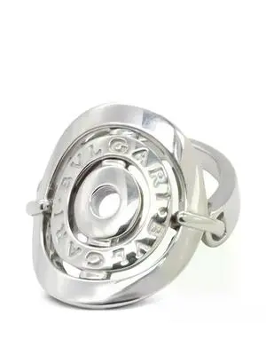 BVLGARI Astrale Cerchi Engraved Ring In 18k White Gold
