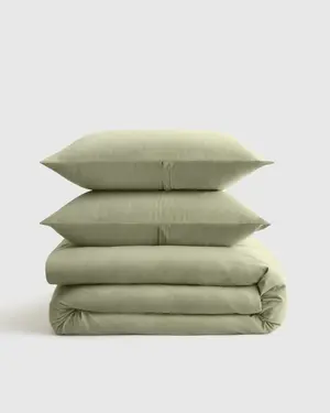 Quince Organic Jersey Duvet Cover Set - Moss