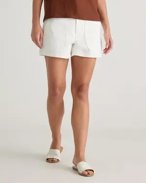 Quince Organic Stretch Cotton Twill Utility Shorts - Ivory