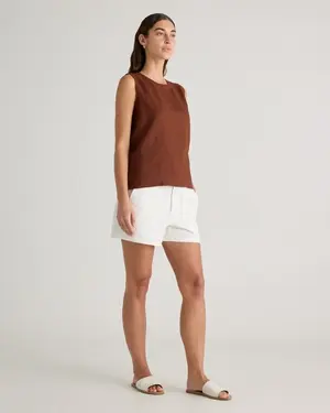 Quince Organic Stretch Cotton Twill Utility Shorts - Ivory