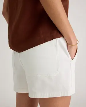 Quince Organic Stretch Cotton Twill Utility Shorts - Ivory