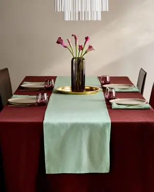 Quince European Linen Table Runner Jade