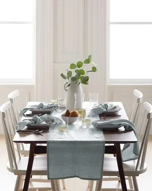 Quince European Linen Table Runner - Mist