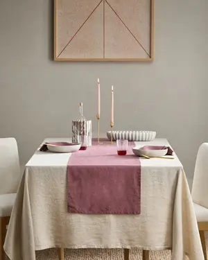 Quince European Linen Table Runner Plum