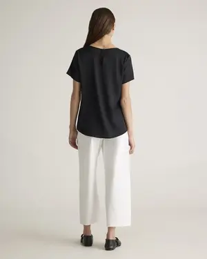 Quince Washable Silk Stretch T-shirt - Black