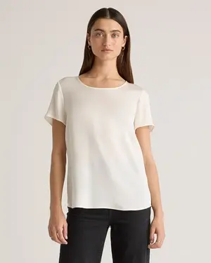 Quince Washable Silk Stretch T-shirt - Ivory