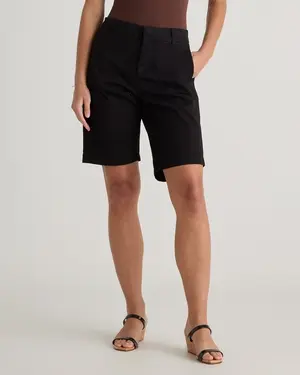 Quince Organic Stretch Cotton Chino Bermuda Shorts - Black