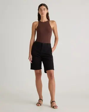 Quince Organic Stretch Cotton Chino Bermuda Shorts - Black