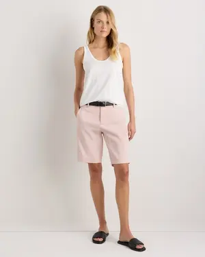 Quince Organic Stretch Cotton Chino Bermuda Shorts - Shell Pink
