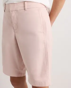Quince Organic Stretch Cotton Chino Bermuda Shorts - Shell Pink