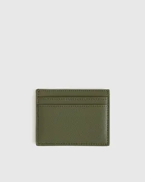 Quince Italian Leather Slim Card Case - Olive