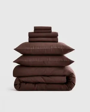 Quince Linen Duvet Deluxe Bundle Espresso