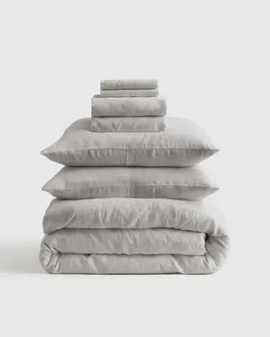 Quince Linen Duvet Deluxe Bundle Light Grey