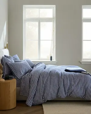 Quince Linen Duvet Deluxe Bundle - Navy Gingham