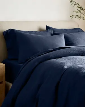 Quince Linen Duvet Deluxe Bundle - Navy