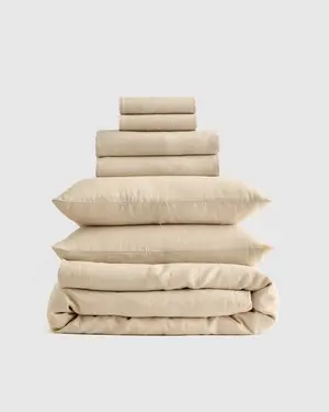 Quince Linen Duvet Deluxe Bundle Oat