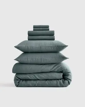 Quince Linen Duvet Deluxe Bundle Ocean