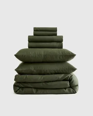 Quince Linen Duvet Deluxe Bundle Pine