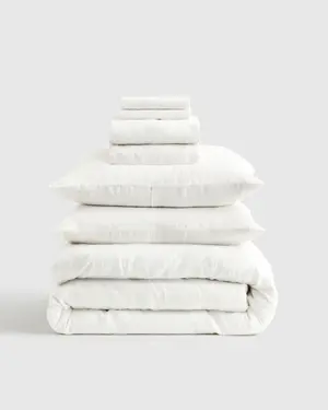 Quince Linen Duvet Deluxe Bundle White