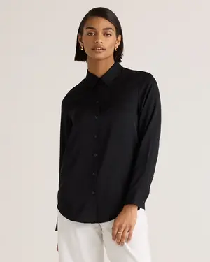 Quince Washable Silk Stretch Blouse - Black