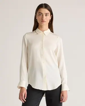 Quince Washable Silk Stretch Blouse - Ivory