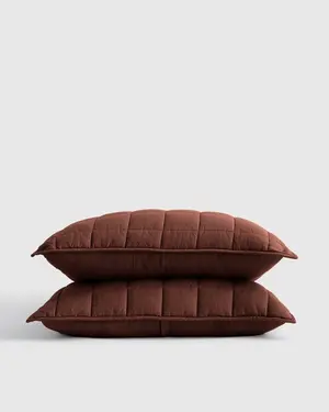 Quince European Linen Quilted Sham Set Bordeaux