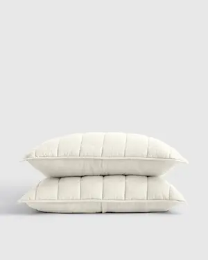 Quince European Linen Quilted Sham Set Ivory