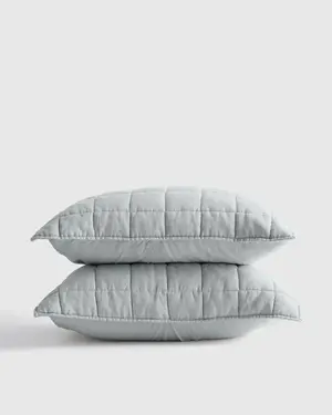 Quince European Linen Quilted Sham Set - Mist