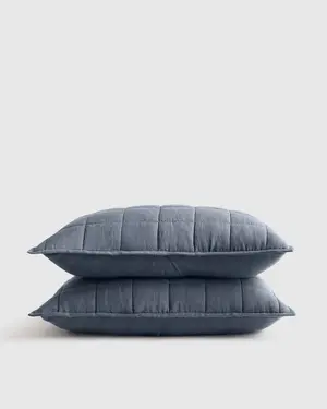 Quince European Linen Quilted Sham Set - Nightfall