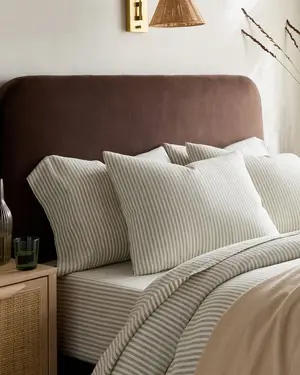 Quince European Linen Duvet Cover - Willowleaf/white Stripe