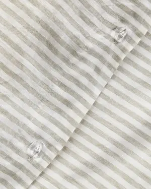 Quince European Linen Duvet Cover - Willowleaf/white Stripe