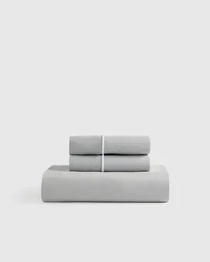 Quince European Linen Piped Deluxe Bedding Bundle Mist/white