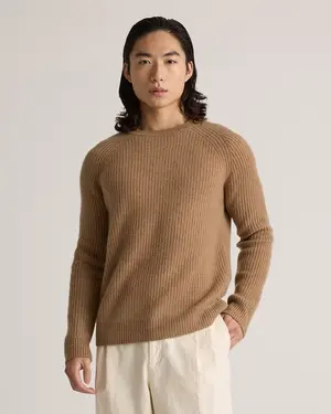 Quince Mongolian Cashmere Fisherman Crewneck Sweater - Teak