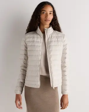 Quince Lightweight Down Packable Puffer Jacket - Travertine Beige
