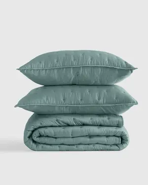 Quince European Linen Quilt - Ocean