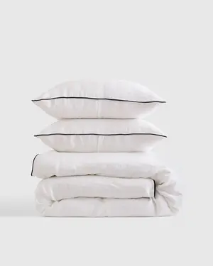 Quince European Linen Quilt White/black