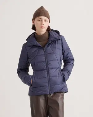 Quince Lightweight Packable Down Puffer Hooded Jacket - Navy
