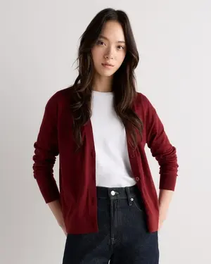 Quince Cotton Cashmere Cardigan - Deep Brick Red