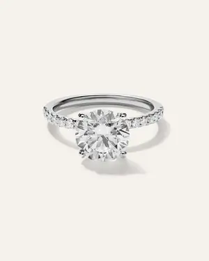 Quince Lab Grown Diamond Round Petite Pave Engagement Ring - Platinum