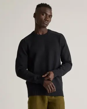 Quince Organic Cotton Crewneck Sweater - Black