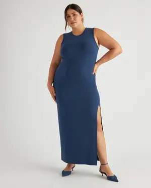 Quince Sleeveless Scoop Neck Tencel Jersey Maxi Dress - Navy