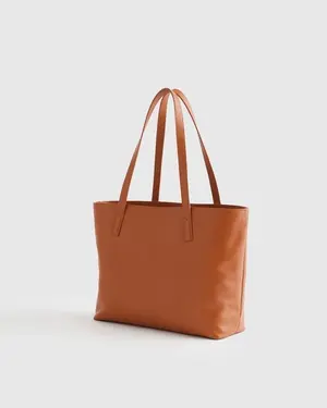 Quince Classic Italian Leather Tote Bag - Cognac