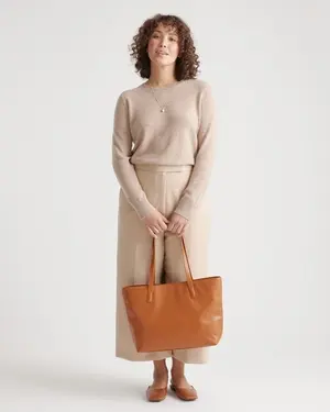 Quince Classic Italian Leather Tote Bag - Cognac