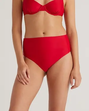 Quince Italian High-rise Bikini Bottom - Cherry