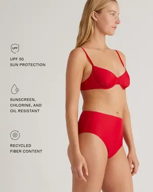 Quince Italian High-rise Bikini Bottom - Cherry