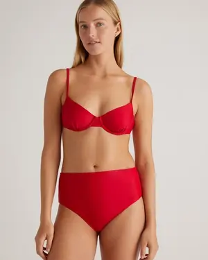 Quince Italian High-rise Bikini Bottom - Cherry