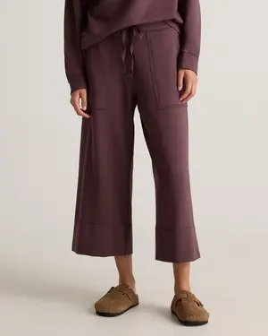 Quince Wide Leg Fleece Capri Sweatpants - Dried Fig