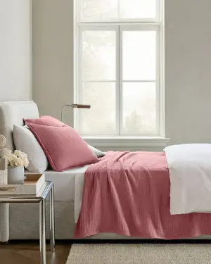 Quince Organic Ribbed Cotton Coverlet Set - Plum